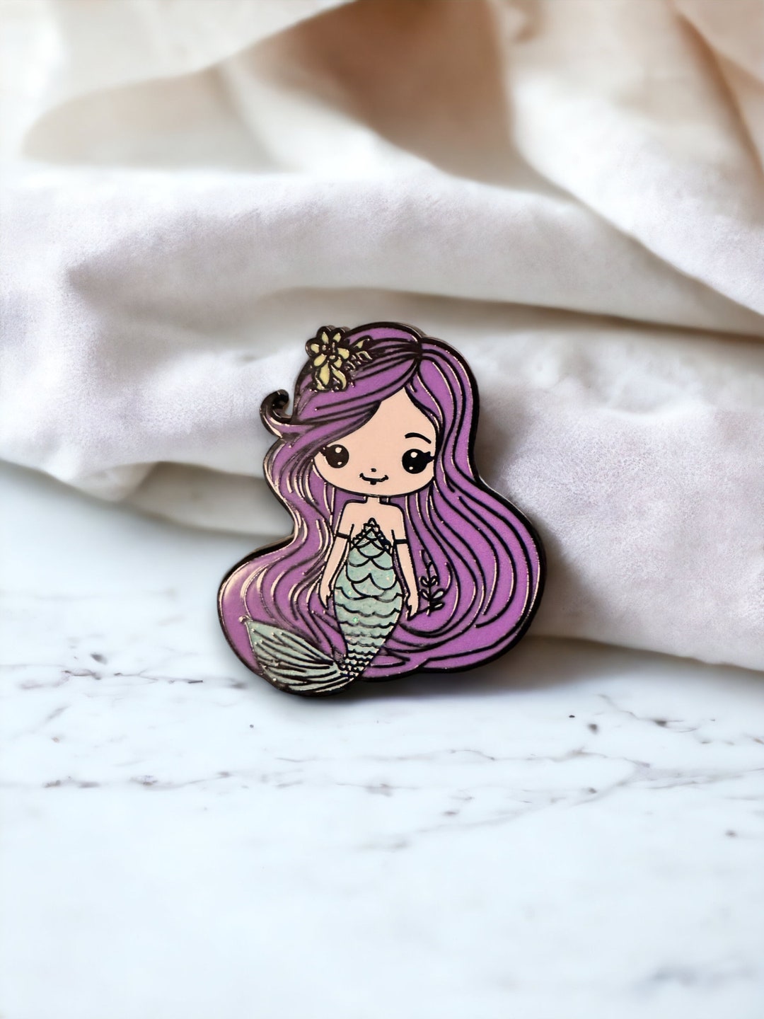 Kawaii Mermaid Enamel Pin, Cute Cartoon Lapel Pin, Mermaid Art Pin ...