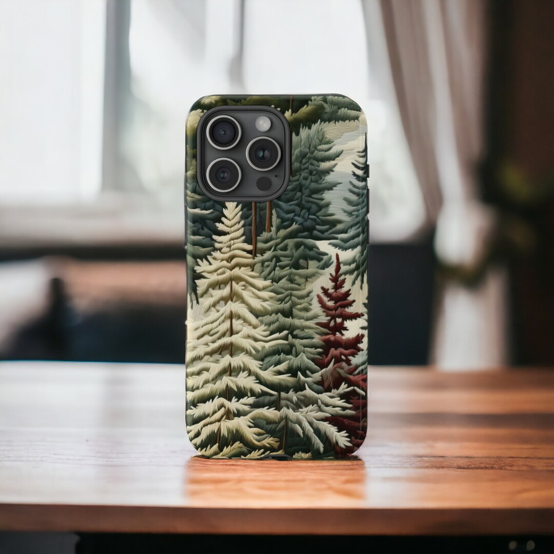 Pine Trees Tough Case, Green Forest Phone Case, Botanical Scenery ...