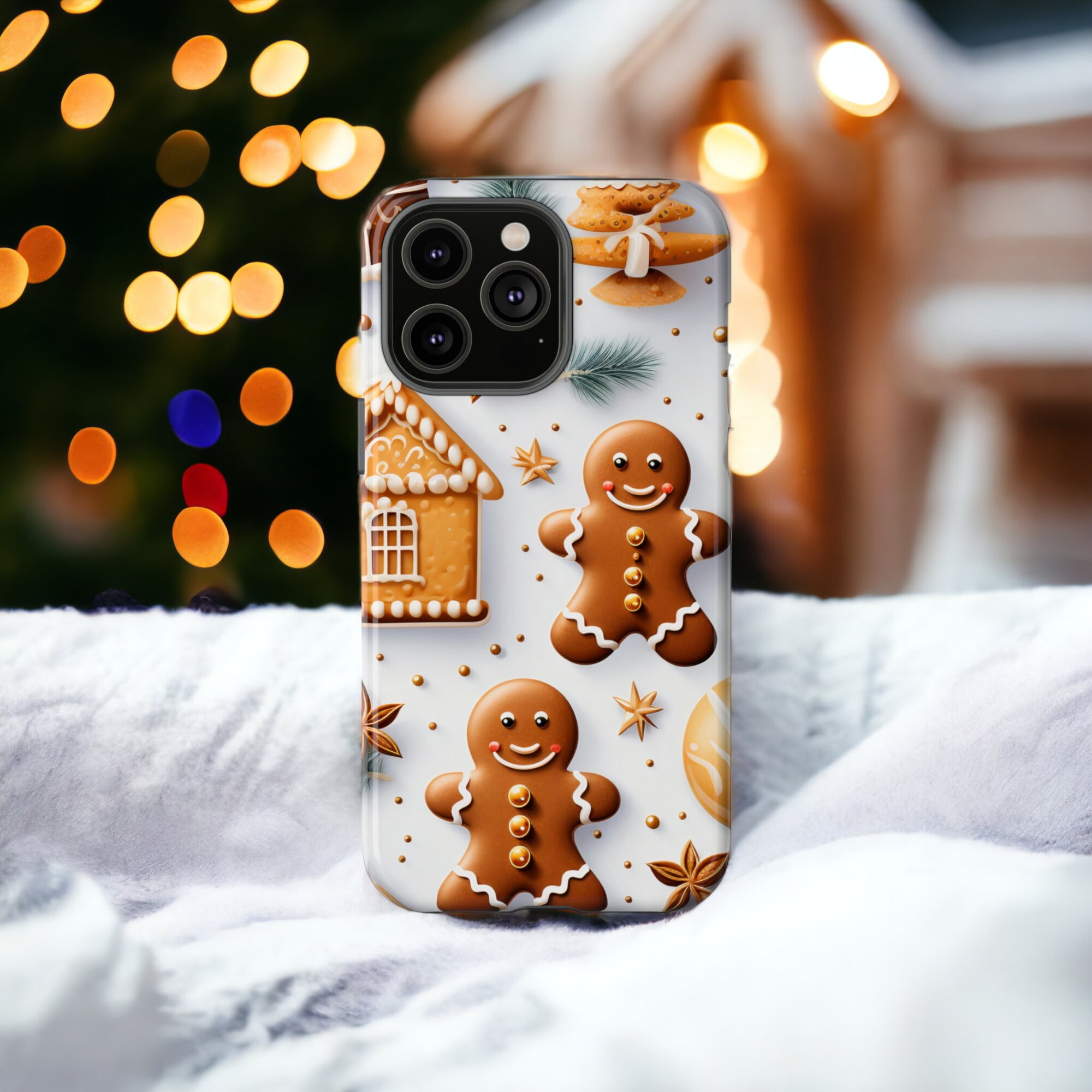 3D Gingerbread Man House Phone Case, Christmas Phone Cover, Aesthetic ...