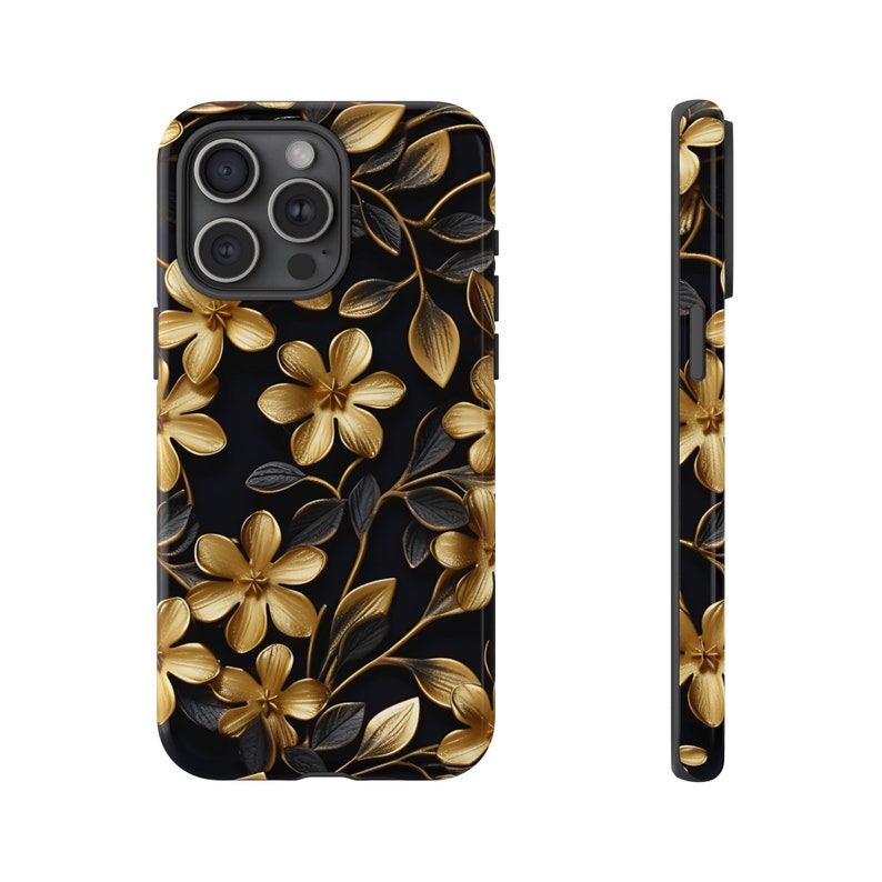 Luxury Gold Flowers Tough Phone Case, Floral Phone Case, Elegant ...