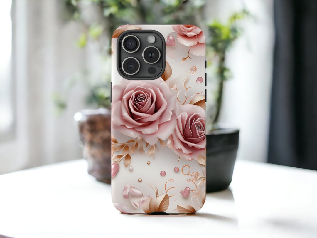 Romantic Pink Roses Magsafe Tough Case, Flower Phone Case, Pink Floral ...