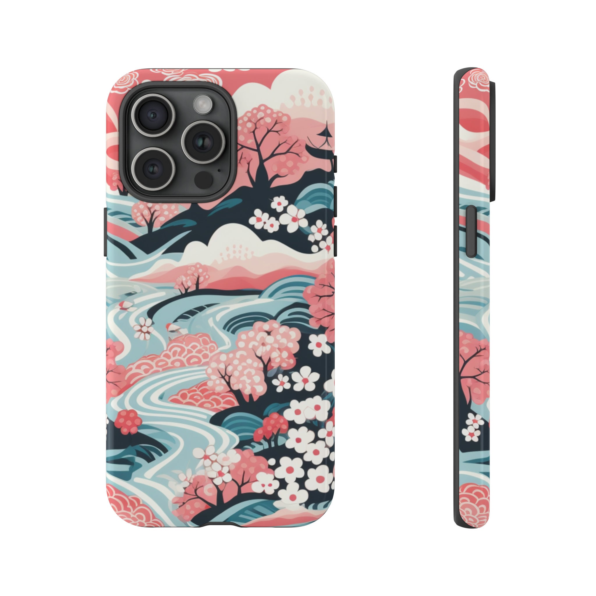 Japanese Art Tough Case, Sakura Cherry Blossom Phone Case, Pink ...