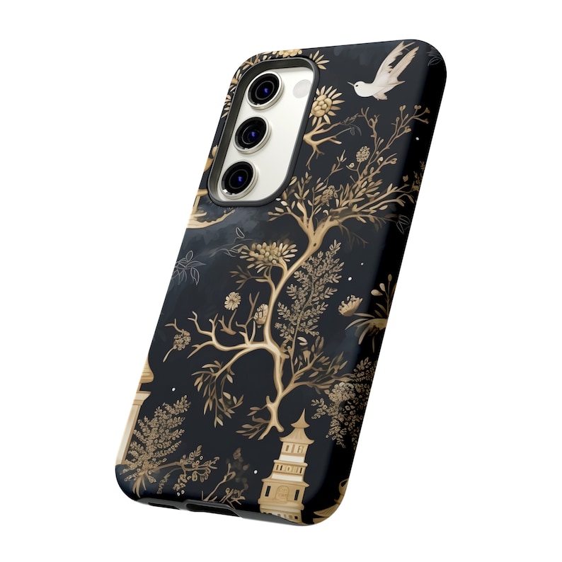 Chinese Art Tough Case, Golden Trees Phone Case, Landscape Scenery Aesthetic Phone Cover, Fit ...