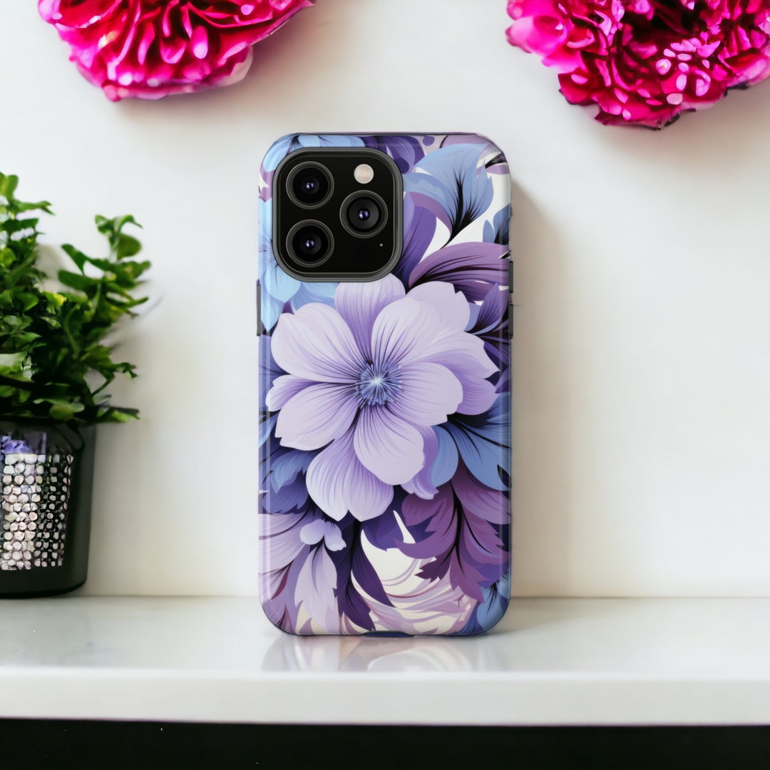 Purple Flower Tough Phone Case, Spring Flower Case, Luxury Floral Phone ...