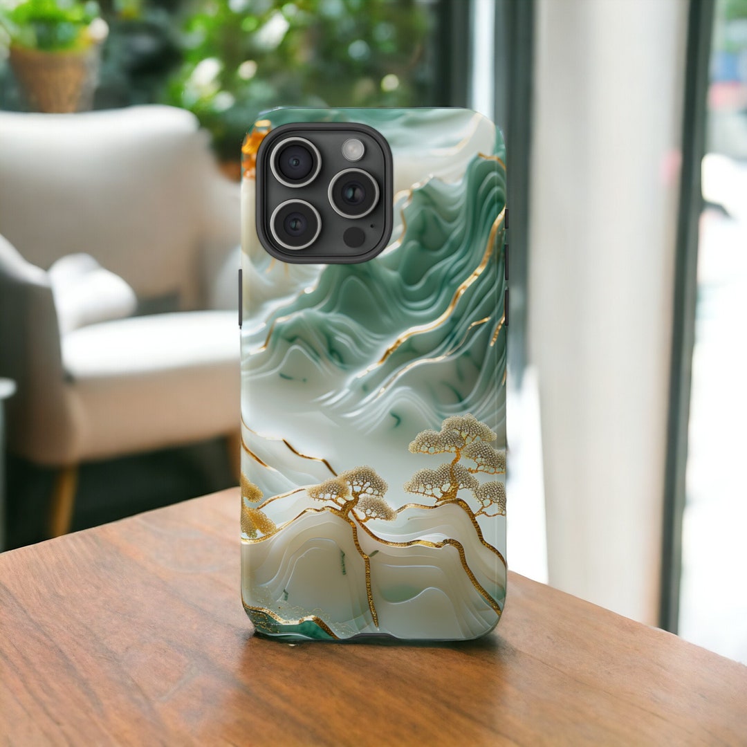 Asian Jade Carving Tough Case, Landscape Scenery Art Phone Case ...