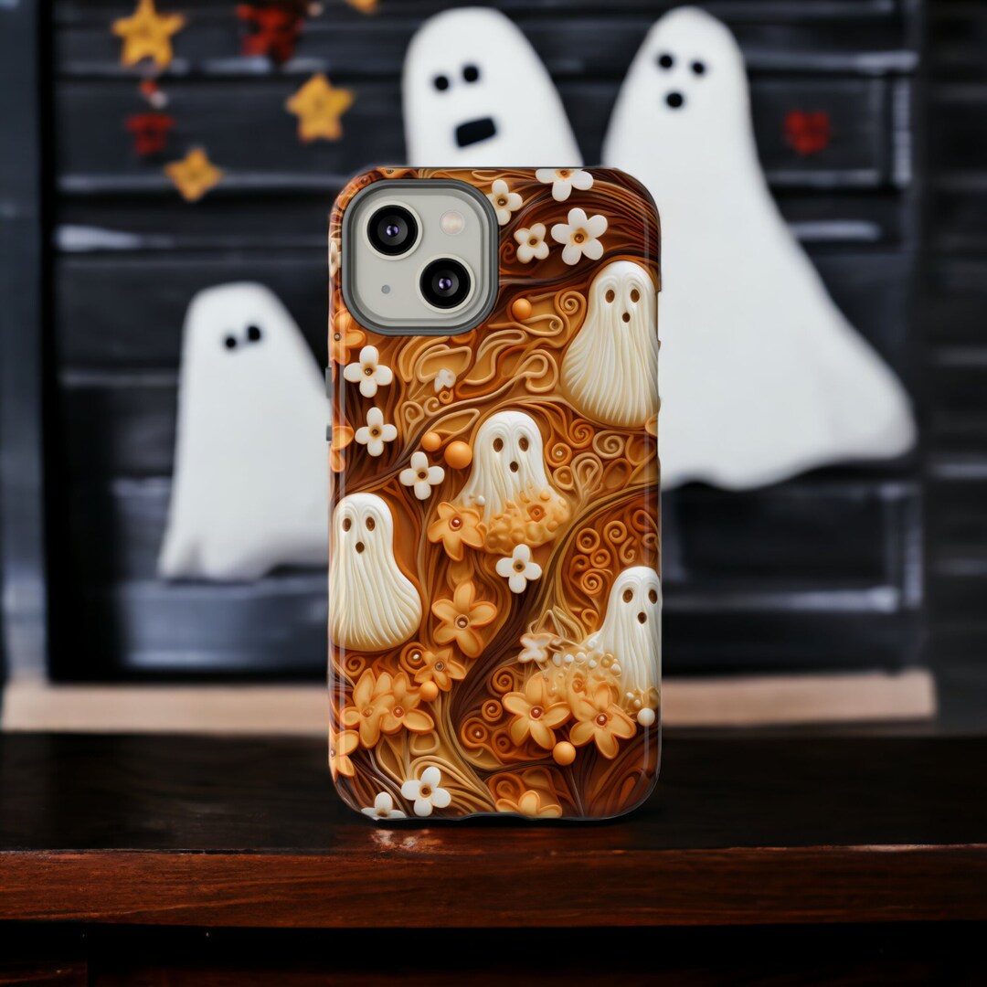 3D Halloween Ghost Print Tough Phone Case, Spooky Phone Cover, Trendy ...