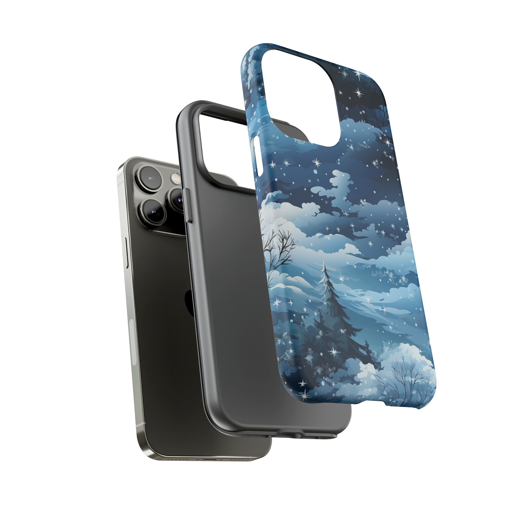 Winter Scenery Tough Case, Snowy Tree Phone Case, Blue Christmas ...