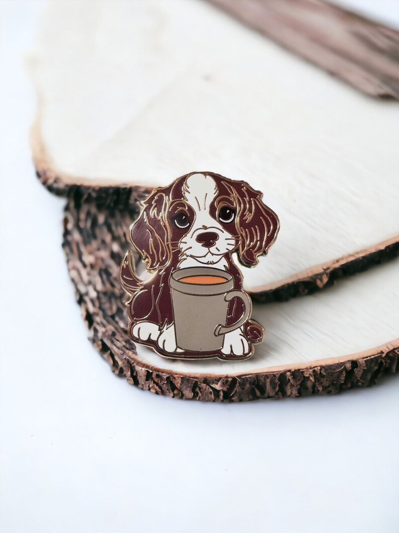 Large Kawaii Coffee Dog Enamel Pin, Cute Cartoon Lapel Pin, Art Pin ...