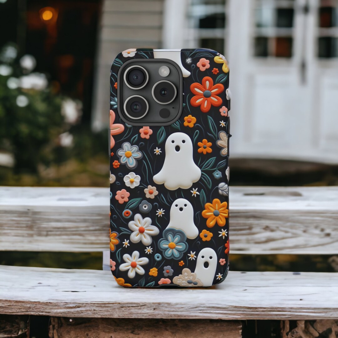 3D Halloween Ghost Print Tough Phone Case, Spooky Phone Cover, Trendy ...