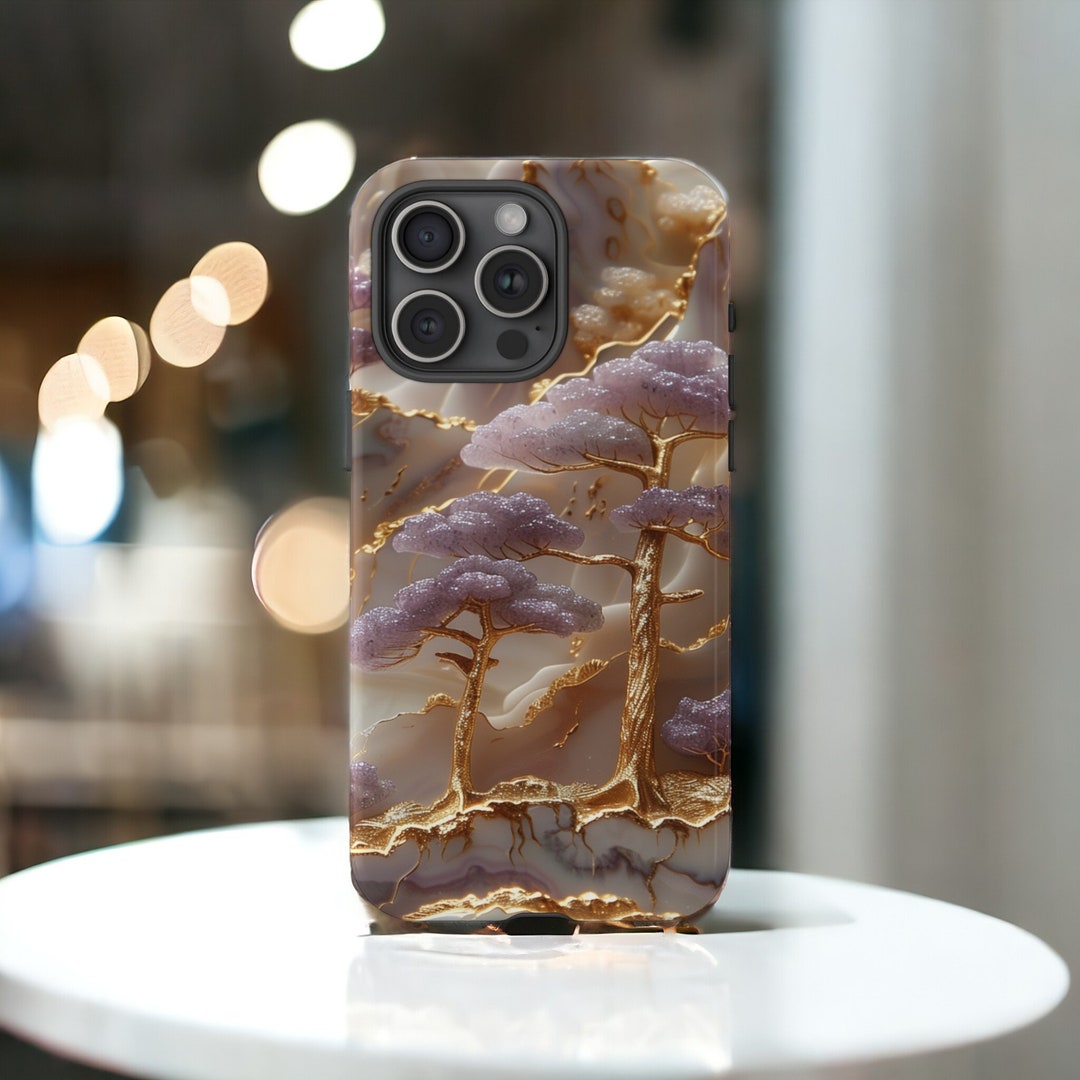 Asian Purple Jade Carving Tough Case, Landscape Scenery Case, Tree of ...