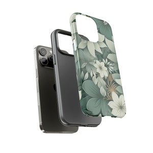 Sage Green Wildflowers Tough Phone Case, Watercolor Floral Aesthetic ...