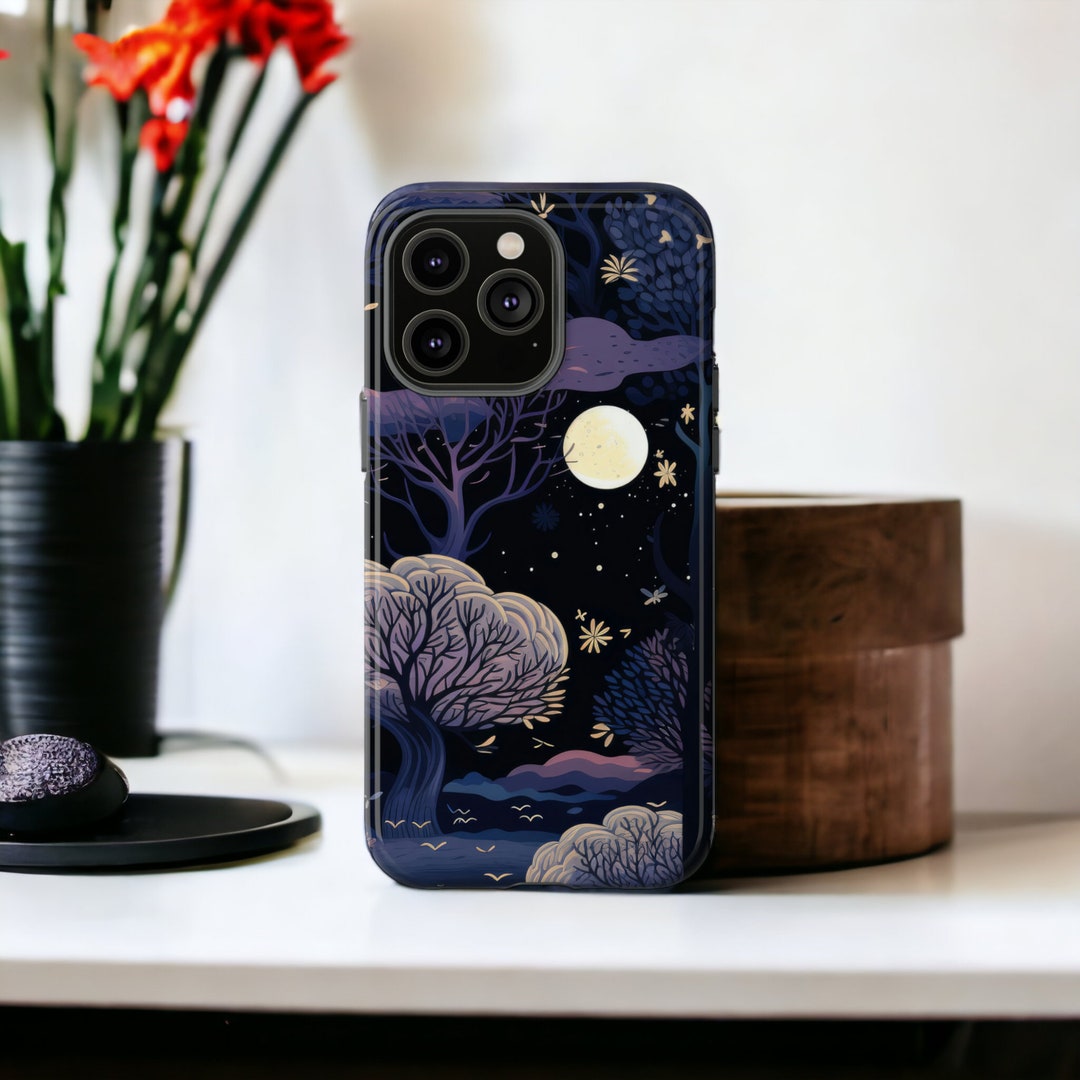 Full Moon Phone Case, Purple Forest Tree Phone Case, Nature Phone Cover ...