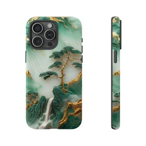 Asian Jade Carving Tough Case, Landscape Scenery Art Phone Case ...