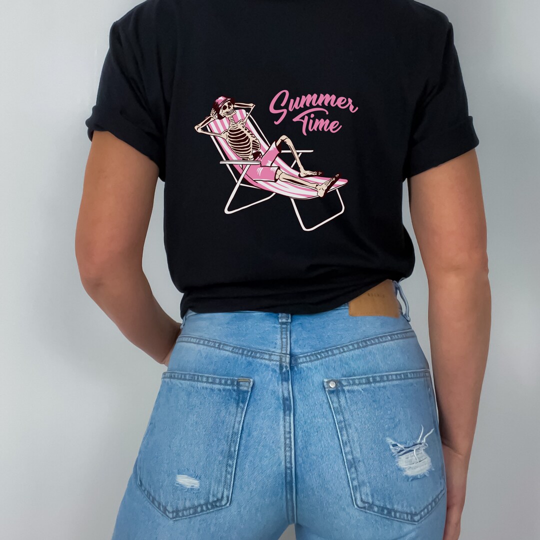 Summer Time Tee, Lounging Skeleton, Poolside Relaxing T-shirt - Etsy