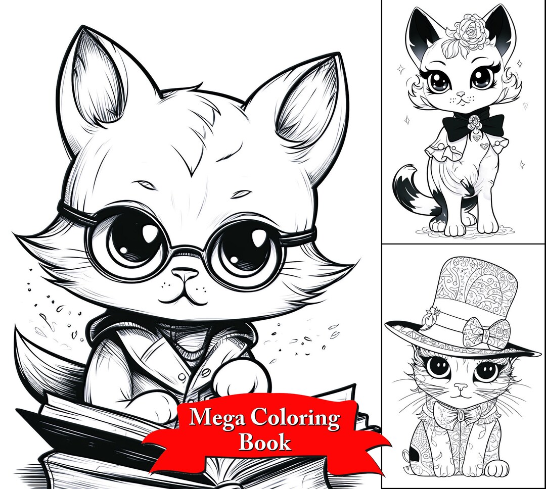 Cats Coloring Book, Coloring Pages for Adults and Kids, Relaxation and ...