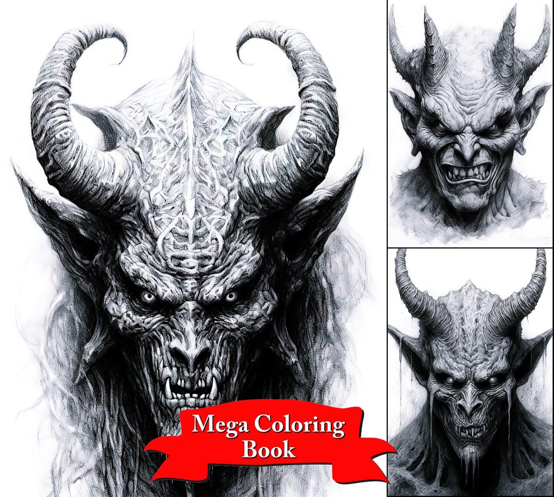 Demon Adult Coloring Book Coloring Pages Coloring Pages for - Etsy