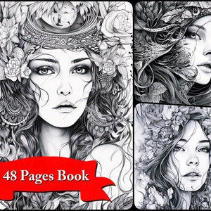 Flower Girls in Fantasy World Coloring Book printable - Etsy