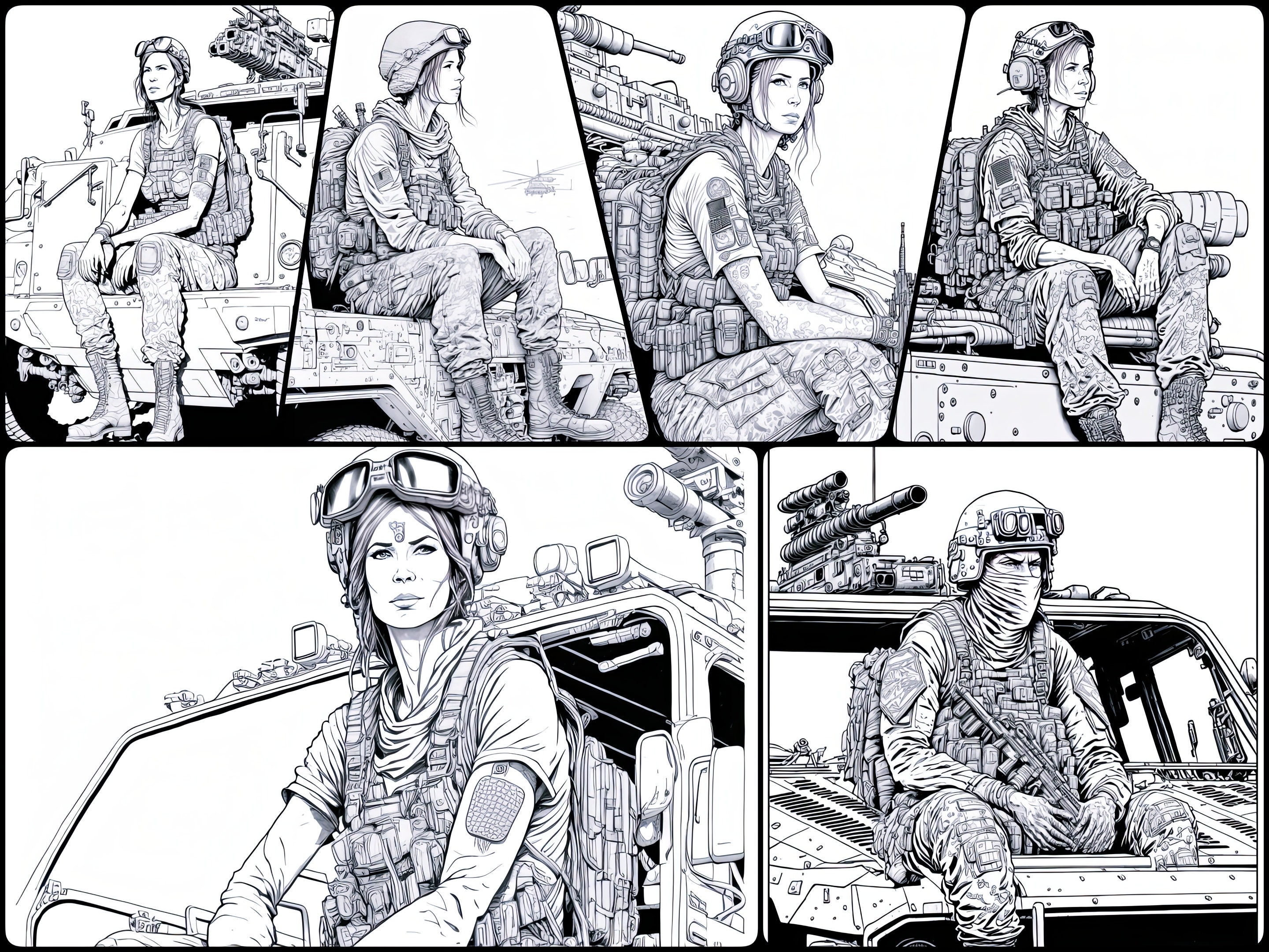 Brave Soldier Girl Coloring Book: Portrait Pages for Inspiration and ...