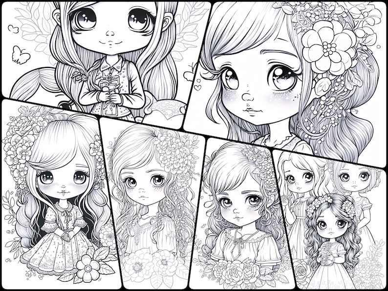 Cute Kawaii Girl Portrait Coloring Page Unleash Your - Etsy