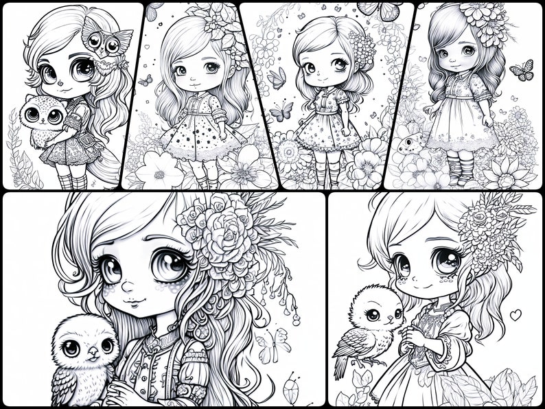 Cute Kawaii Girl Portrait Coloring Page Unleash Your Creativity With ...