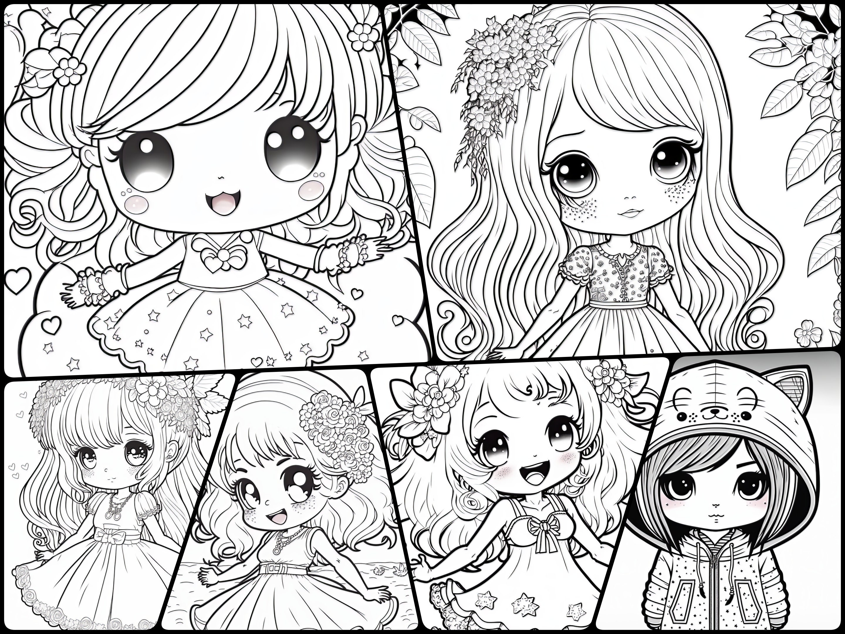 Kawaii Girls Coloring Book: A Cute Portrait Coloring Book, Kids ...