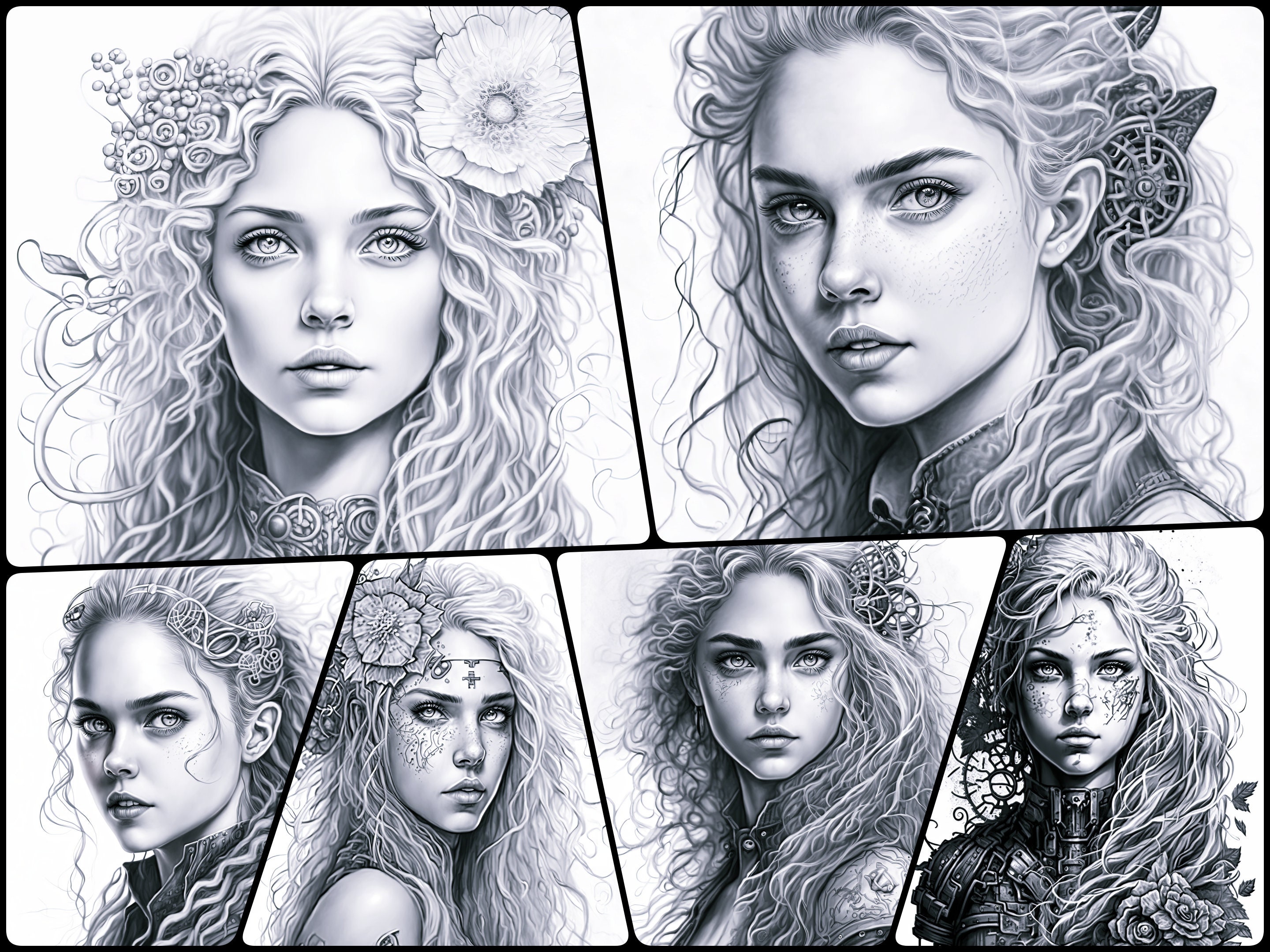 Beautiful Flower Girl Coloring Pages Adults, Relaxation and Stress ...