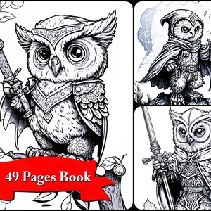 Relaxing Whimsical Owl Creatures Coloring Book for Adults grayscale ...