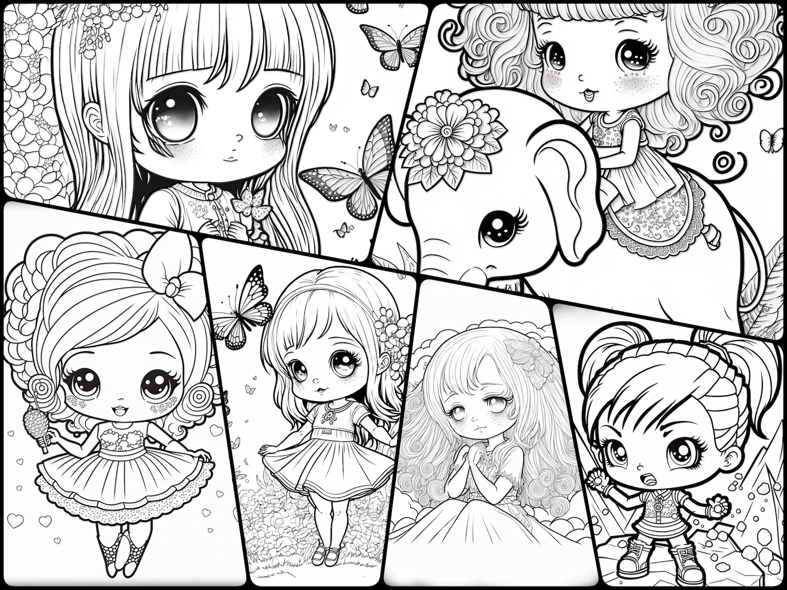 Kawaii Girls Coloring Book: A Cute Portrait Coloring Book, Kids ...