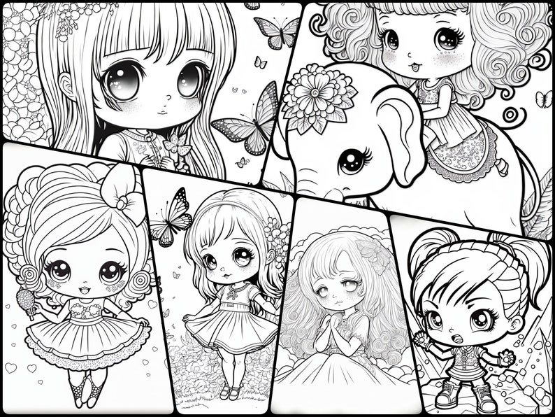 Kawaii Girls Coloring Book: A Cute Portrait Coloring Book, Kids ...