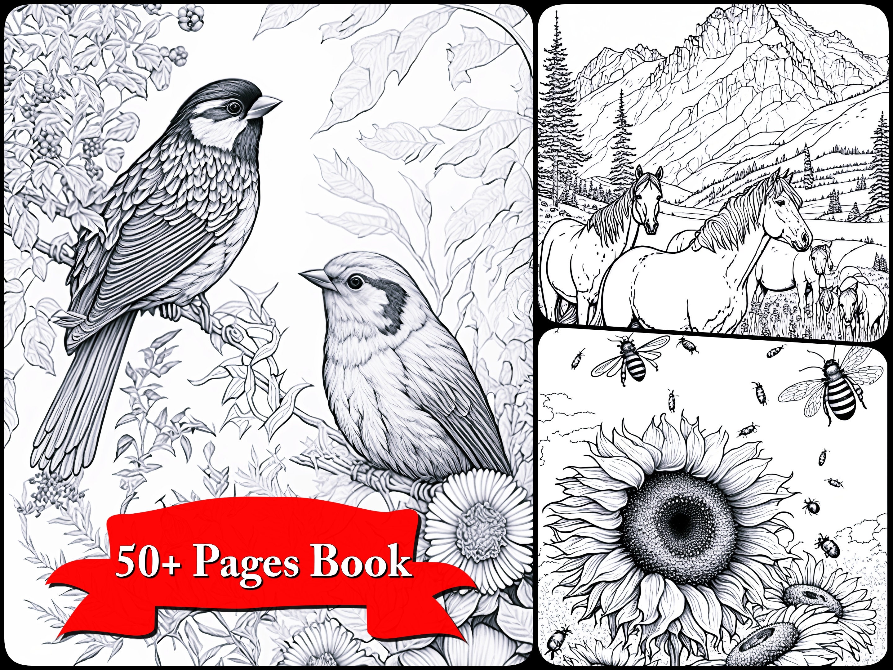 Calming Nature Coloring Pages for Adults Printable and Relaxing Designs ...