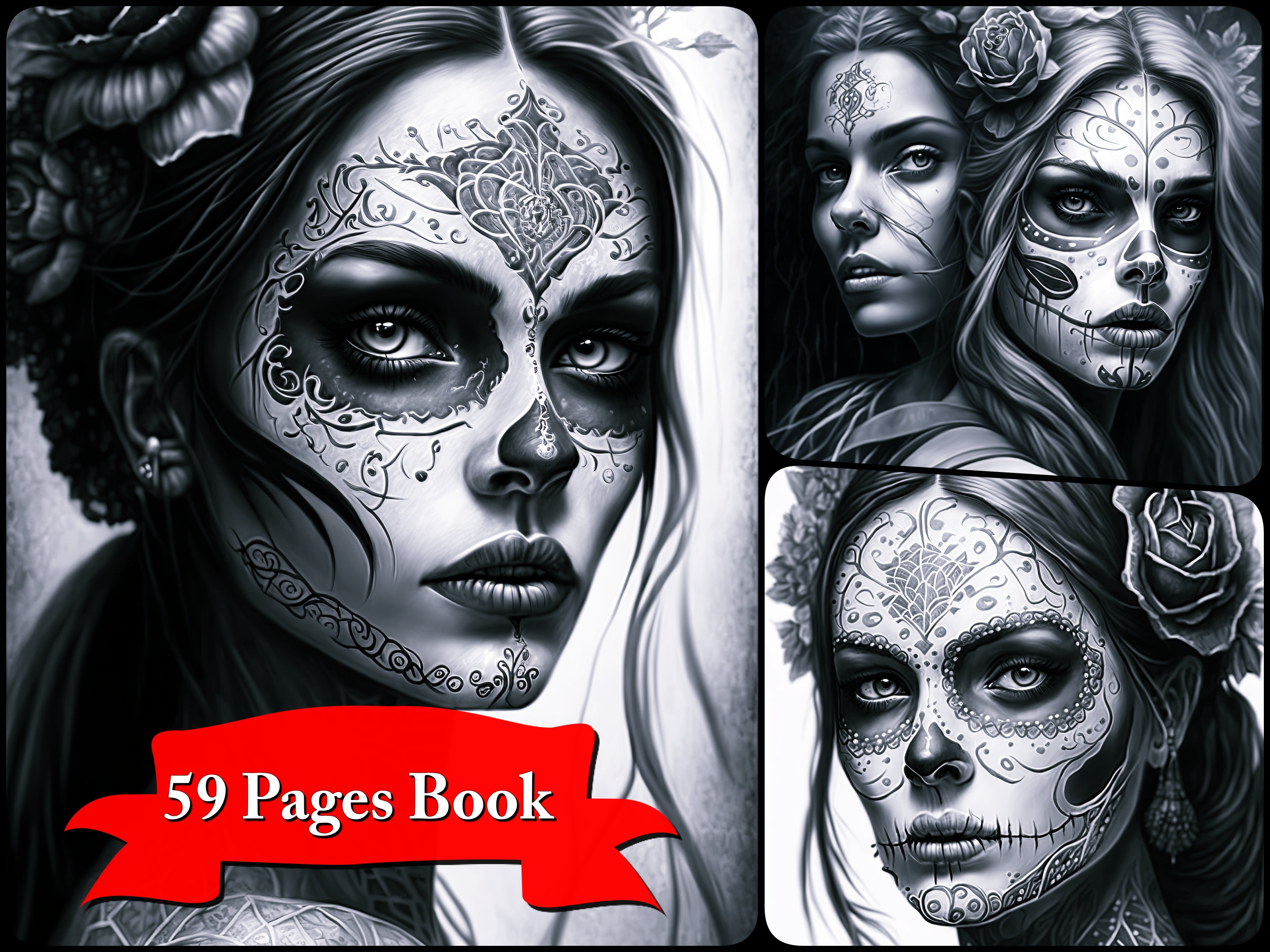 Life an Death Beautiful Girl Adult Coloring Sheet,unique Adult Coloring ...