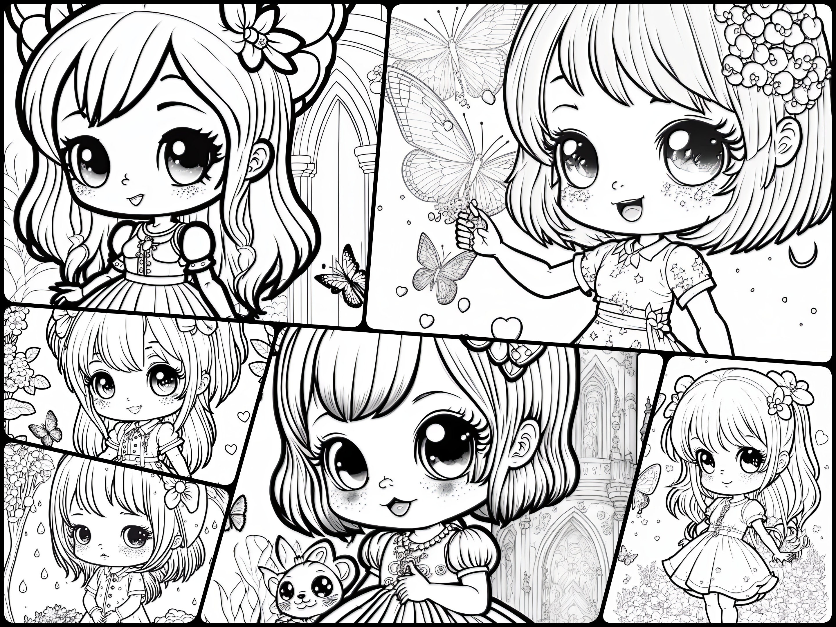 Kawaii Girls Coloring Book: A Cute Portrait Coloring Book, Kids ...