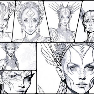 The Avatar Girls: A Fantasy Coloring Book Grey Scale Art - Etsy