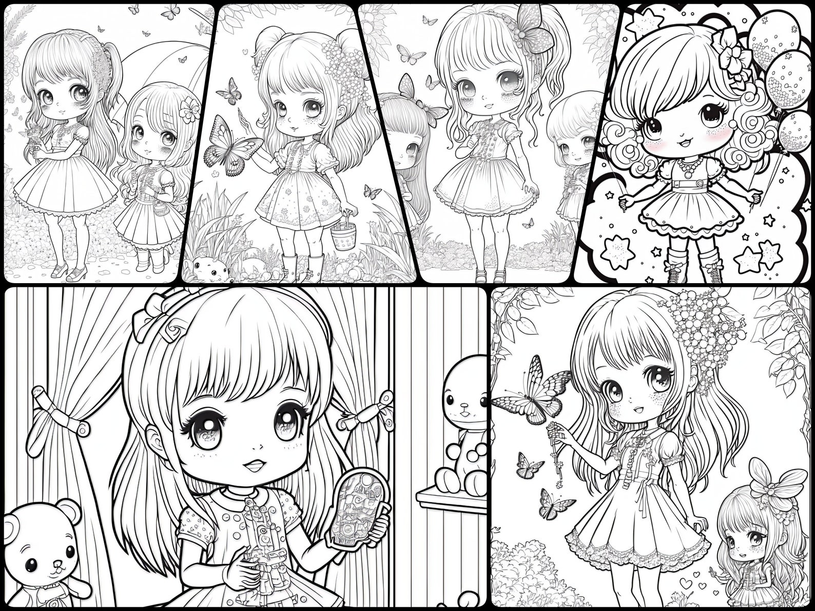 Kawaii Girls Coloring Book: A Cute Portrait Coloring Book, Kids ...