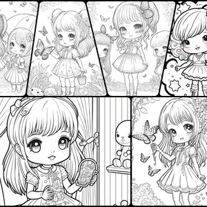 Kawaii Girls Coloring Book: A Cute Portrait Coloring Book, Kids ...