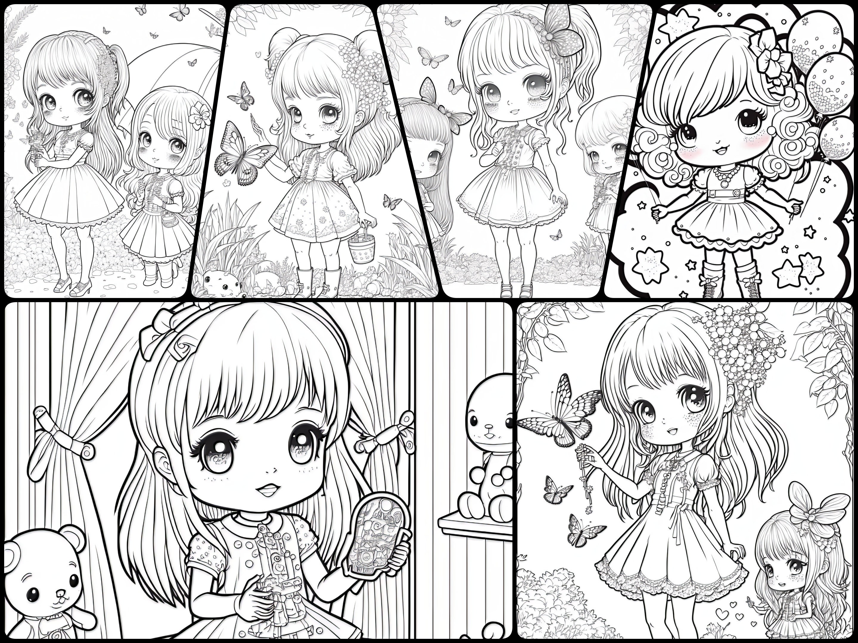 Kawaii Girls Coloring Book: A Cute Portrait Coloring Book, Kids ...