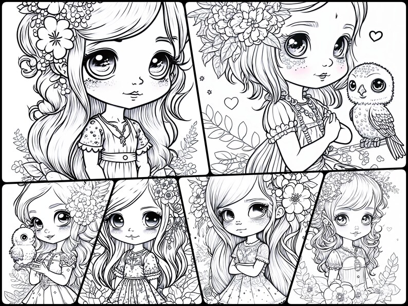 Cute Kawaii Girl Portrait Coloring Page Unleash Your - Etsy
