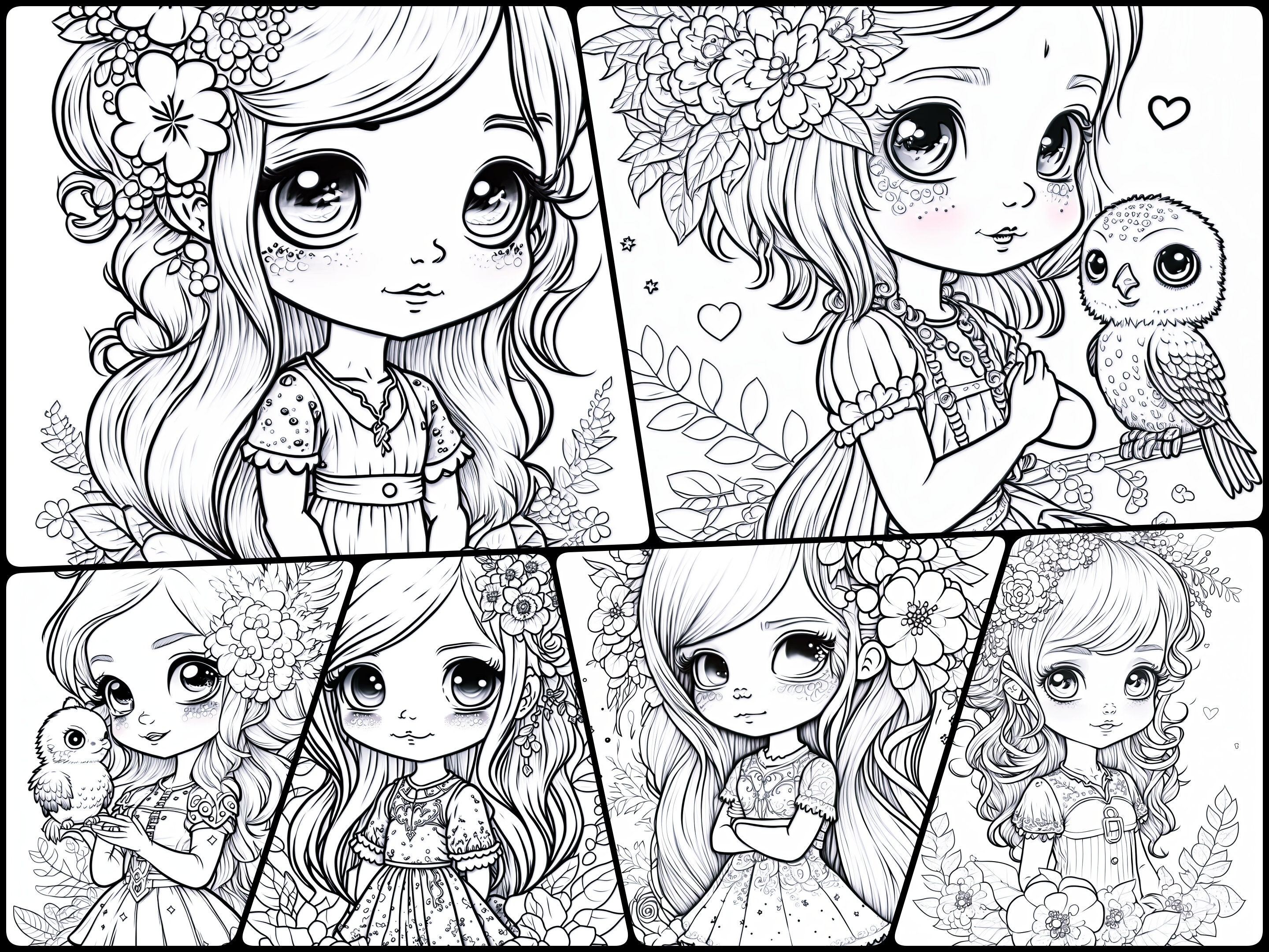 Cute Kawaii Girl Portrait Coloring Page Unleash Your Creativity With ...