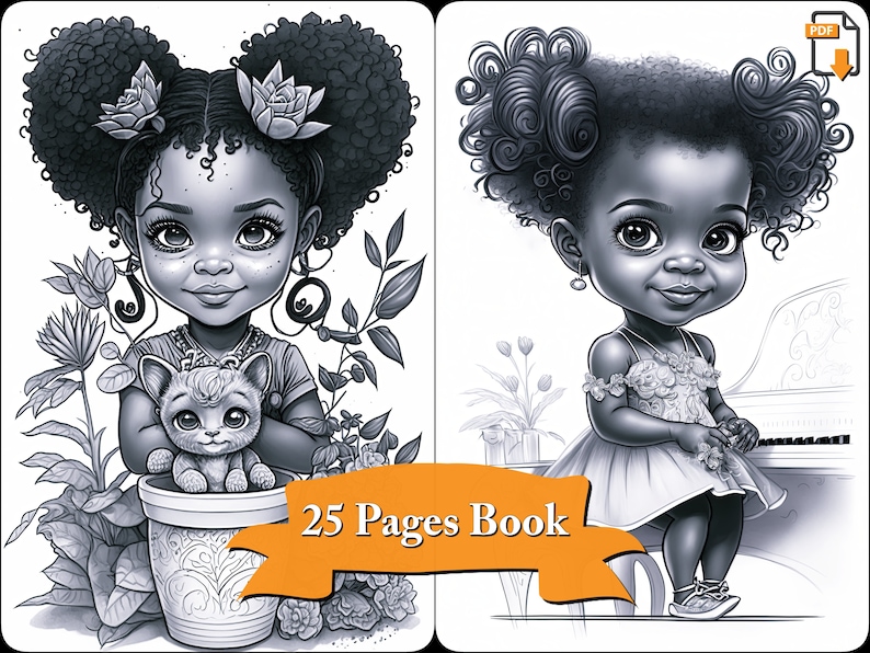 25 Pages Nature Princess Black Girl Coloring Book for Kids & Adults PDF ...