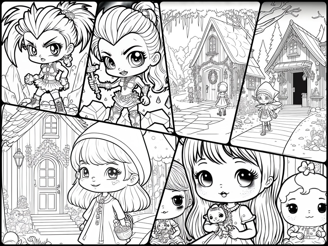 Kawaii Girls Coloring Book: A Cute Portrait Coloring Book, Kids ...