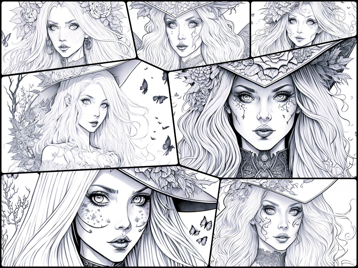 Witch Coloring Book 40 Coloring Pages, Cute Witches Coloring Book ...