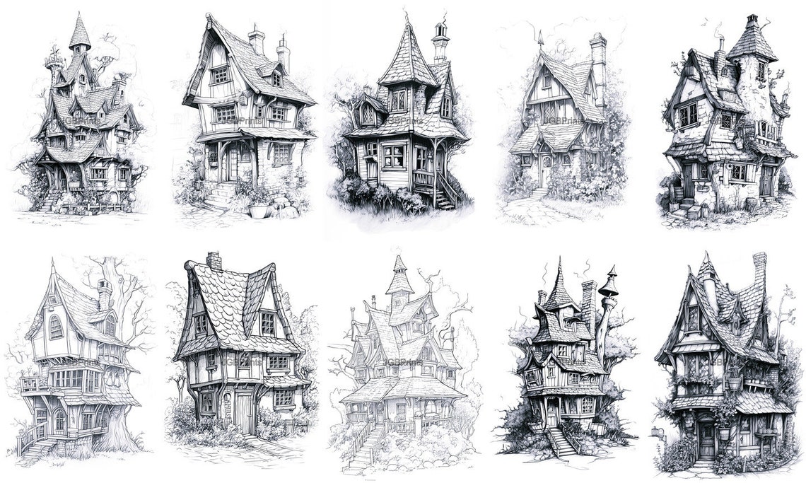 Witches Cottage Coloring Book for Fans of the Magical and - Etsy