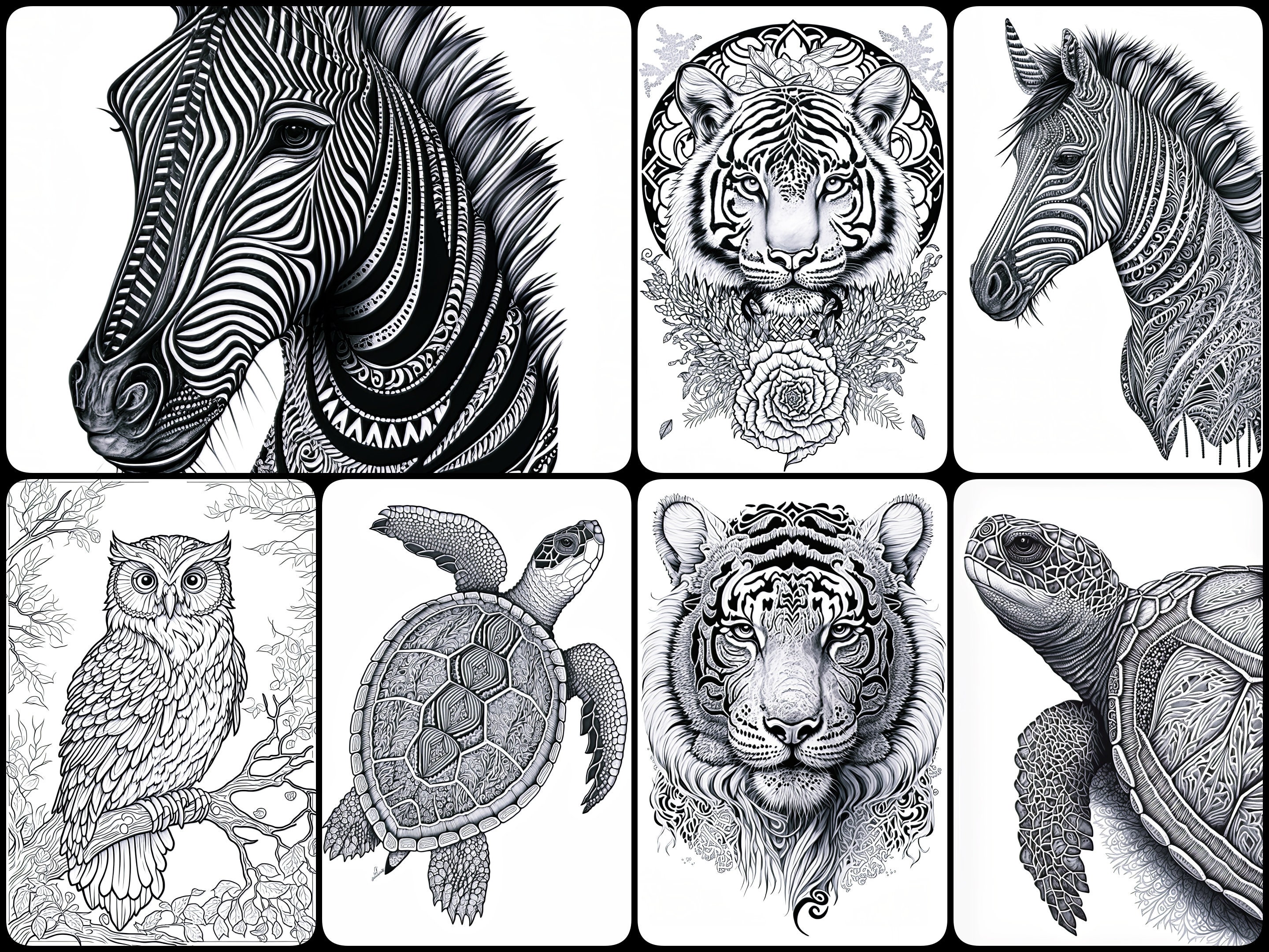 Animal Mandalas Coloring Book Animal Motif Coloring Book Adult - Etsy