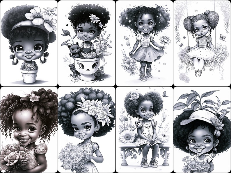 25 Pages Nature Princess Black Girl Coloring Book for Kids & Adults PDF ...