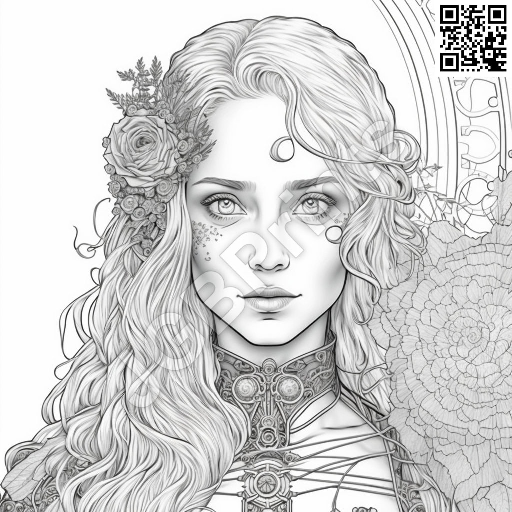 Dibujo Para Colorear De Hermosas Mujeres Flor En Steampunk Dibujo Zentangle Dibujos Para