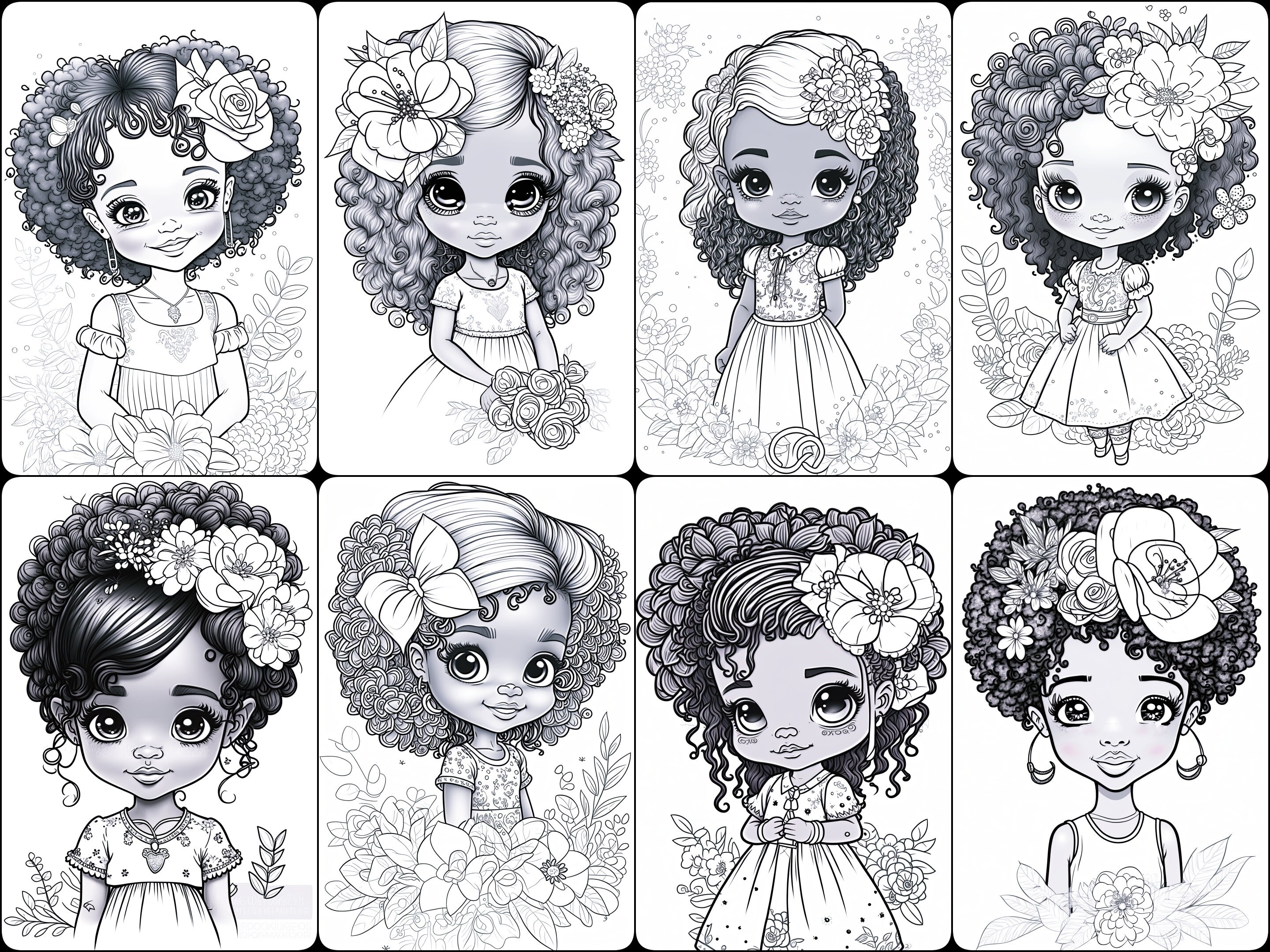 25 Pages Nature Princess Black Girl Coloring Book for Kids & Adults PDF ...