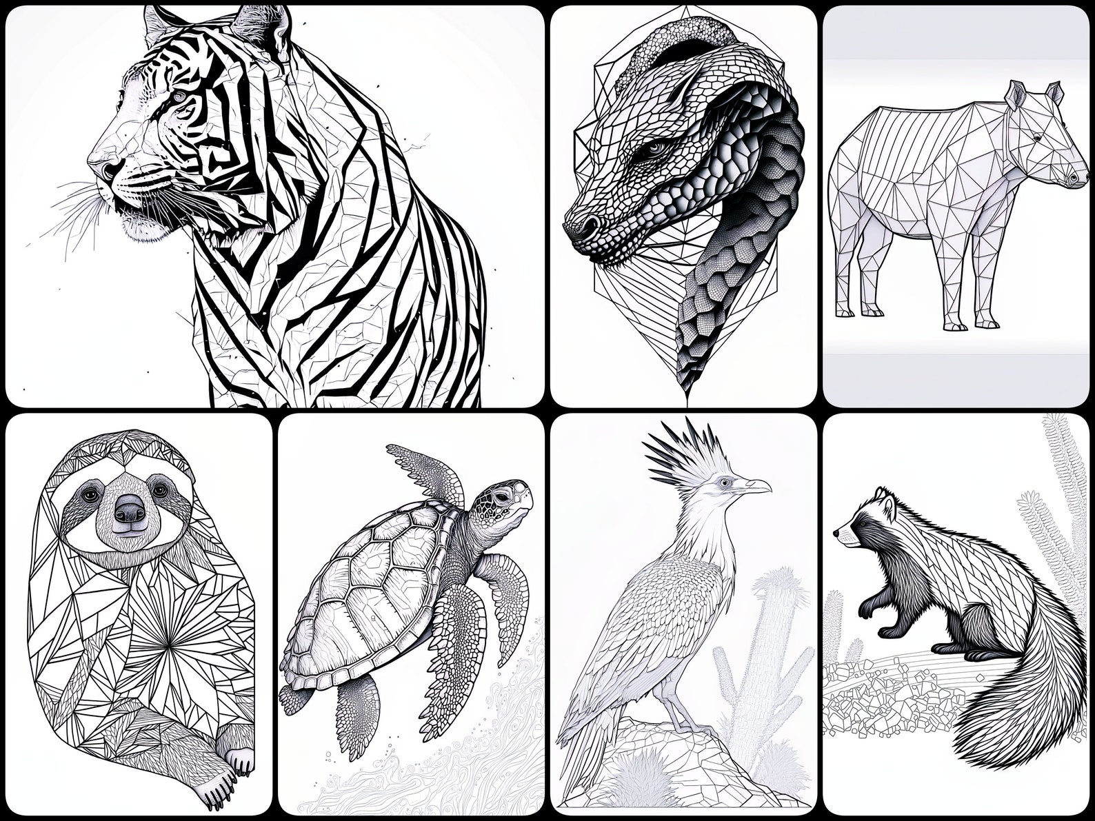 Animal Line Art for Coloring: PDF Digital Downloads, Get Creative With ...
