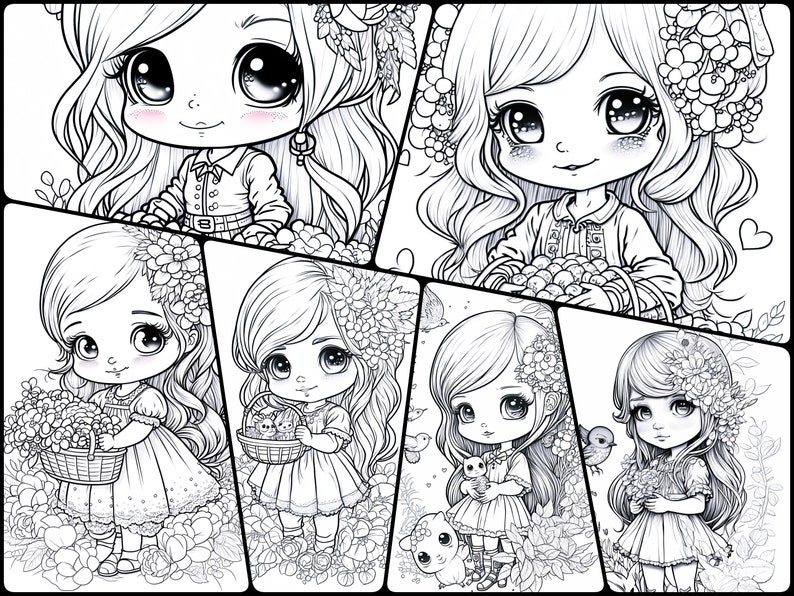 Cute Kawaii Girl Portrait Coloring Page Unleash Your Creativity With ...