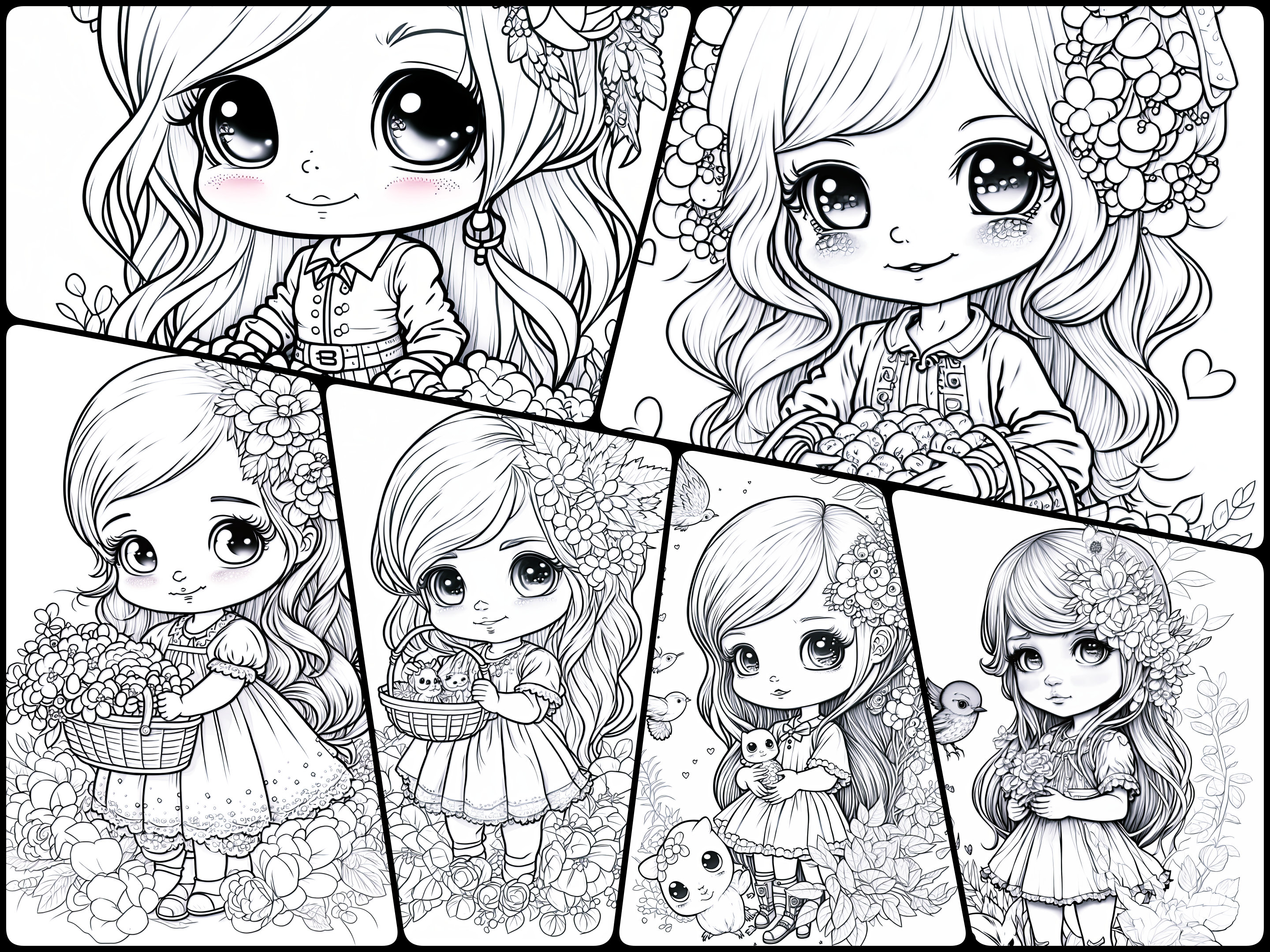 Cute Kawaii Girl Portrait Coloring Page Unleash Your Creativity With ...