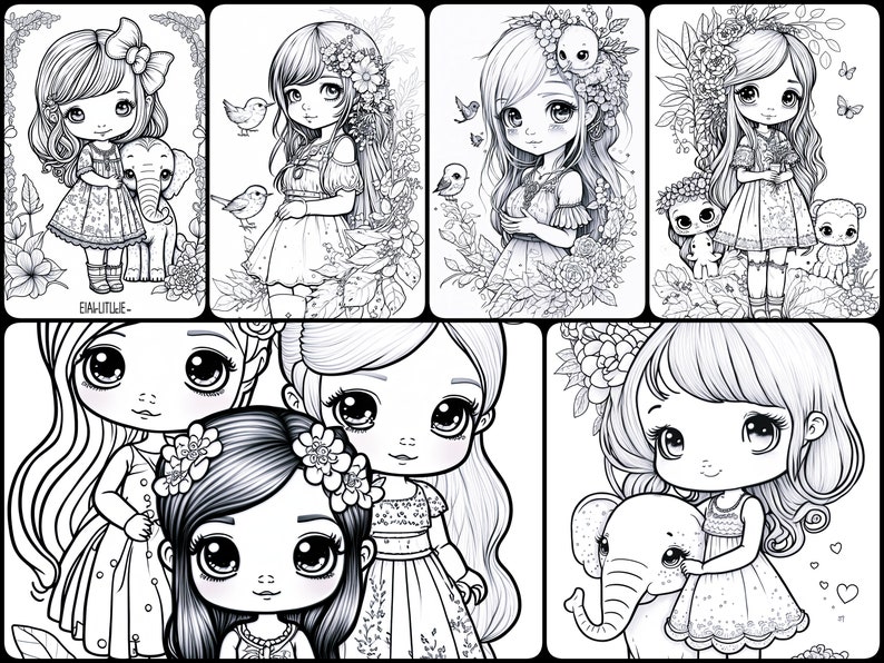 Cute Kawaii Girl Portrait Coloring Page Unleash Your Creativity With ...